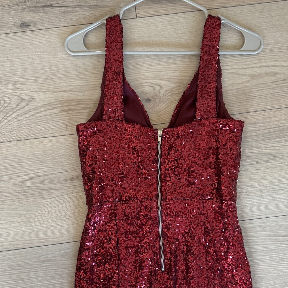 Crystal Doll Deep Red Sequin Prom Dress - Gem